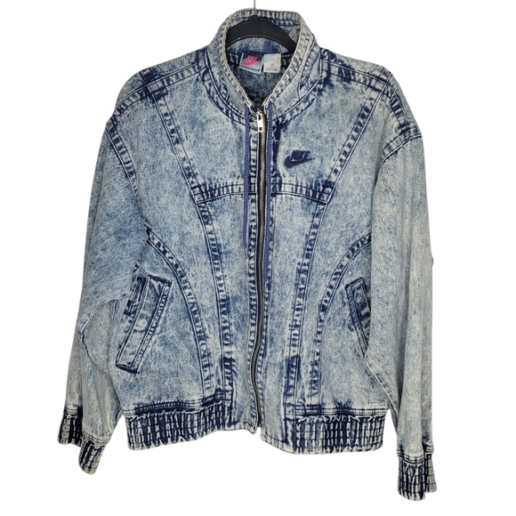 Nike | Jackets & Coats | Vintage 9s Nike Challenge Court Acid Wash Denim Jacket Size Medium ...